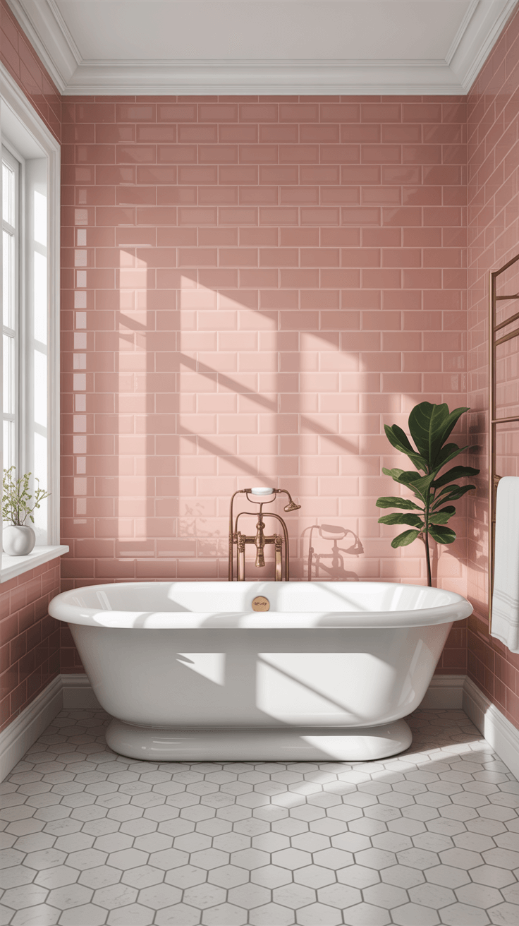 15 Beautiful Pink Tile Bathroom Ideas for a Soft Touch